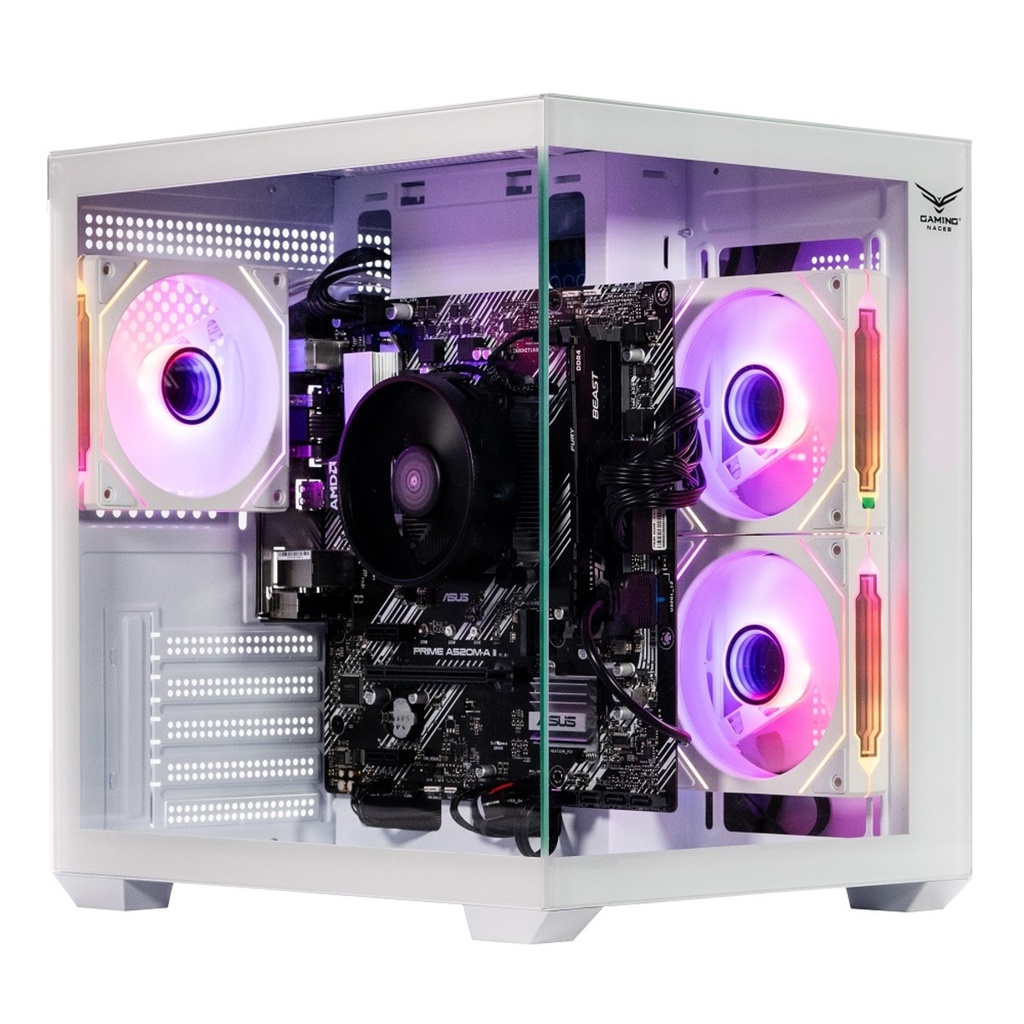 Gabinete Gamer Naceb NA-0636B Mini-Pecera m-ATX Ventana 3x Ventiladores ...